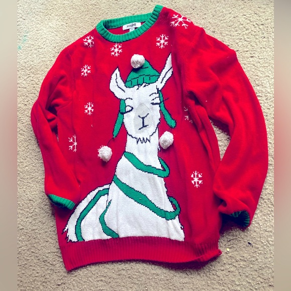 Sweaters | Imagin8 Knit Christmas Sweater Mens L Llama Jingle Bells ...